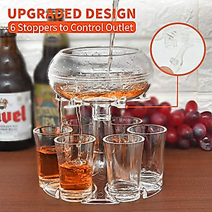 Adjustable Shot Glass Dispenser and Holder Made of Food Grade Plexiglass, Shot Dispenser with 6 Drinking Glasses for Kinds of Parties (Clear)