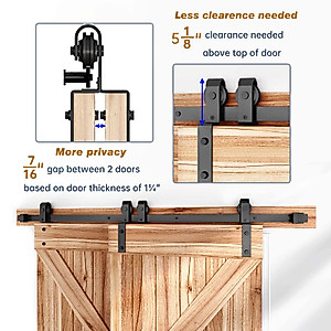 EaseLife 5.5FT Bypass Double Sliding Barn Door Hardware Kit,Single Track,Heavy Duty,Slide Smoothly Quietly,Easy Install， (5.5FT Track Kit for Double 38" Wide Door)