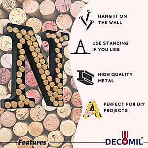 Decomil Wine Cork Holder (A-Z) (Letter N) | Decorative Wine Letters Cork Holder (N) | Wall Art Cork Holder Decor (N)