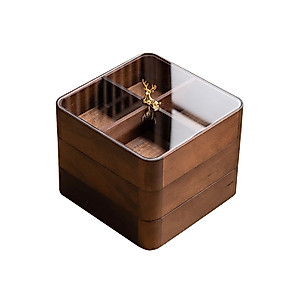AMABEAgwsnh Kitchen Organization Solid Wood Household Commercial Dried Fruit Storage Box Partition with Lid Snack Snack Dried Fruit Box