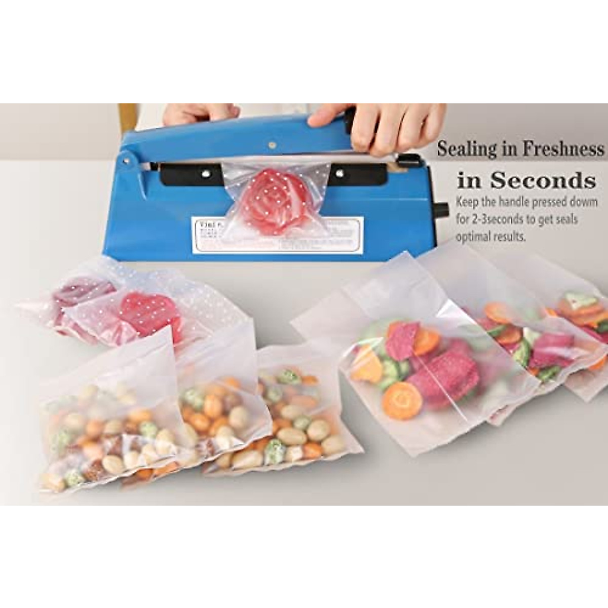 16 inch Impulse Heat Sealer Manual Bags Sealer Heat Sealing Machine Poly Bag Heat Sealer Sealing Machine for Plastic Bags PE PP Bags with Extra Replace Element Grip