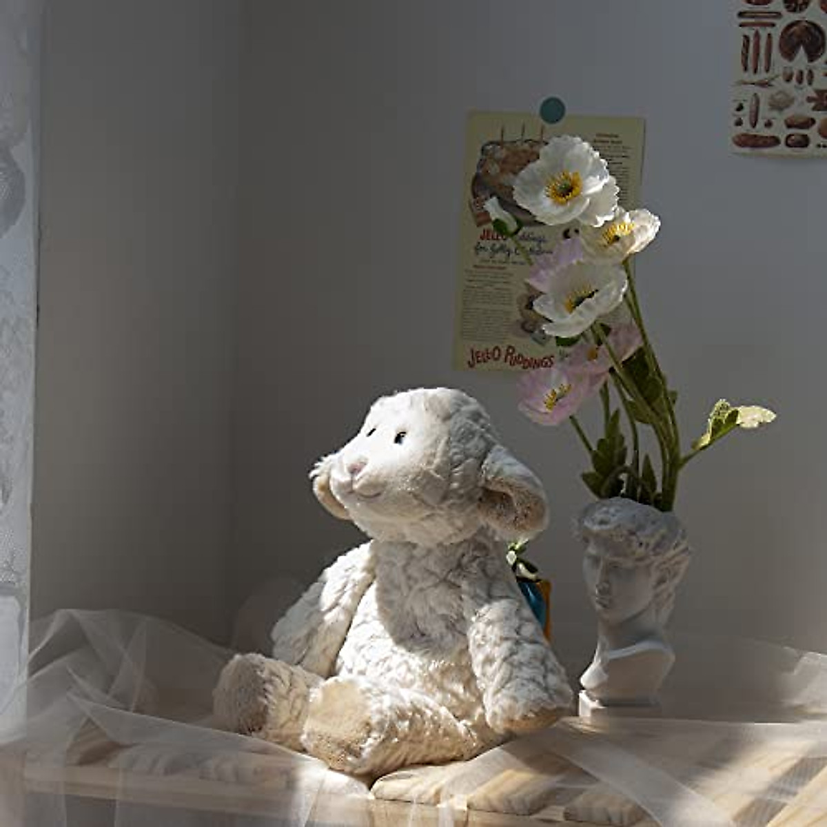 LIJIUSM Plush Toys for Kids Cartoon Velvet Animal Stuffed Toys Festival Birthday Gifts for Girls Boys (White - Sheep - 38cm)