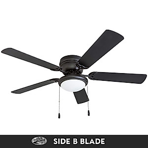 Portage Bay 50251 Hugger 52" Matte Black West Hill Ceiling Fan with Bowl Light Kit