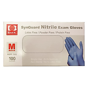 PetroStone Energy Disposable SynGuard Nitrile Exam Gloves NGPF7002, Powder Free, Latex Free, Protein Free, Medical Grade, Blue, Medium, 10 Boxes (1000 Count)