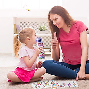 HULASO Gifts for Girls Decorate Your Own Water Bottles with Rhinestone Glitter Gem Stickers - Valentine's Day Gift Girls DIY Arts and Crafts, BPA Free Stainless Steel Vacuum Insulated Mug (17 OZ)