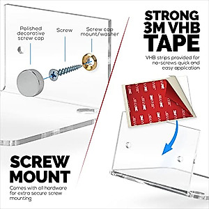 BRAINWAVZ 4.5” Small Floating Shelf, Adhesive & Screw in, for Speakers, Routers, Decor, Plants, Cameras, Photos, Kitchen, Toilet, Cable Box & More, Universal Holder (Clear)