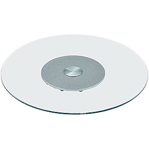 Lazy Susan Tempered Glass Heavy Duty Turntable Round Dining Table Swivel Large Tabletop Serving Plate Transparent Rotating Tray with Silent Bearing Centerpieces ( Battery *1 : Ø 70cm/27.5in )