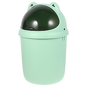 DEARMAMY Cute Frog Trash Can Plastic Wastebasket Kawaii Waste Garbage Bin with Lid Bathroom Trash Can Garbage Basket Bin Rubbish Container Under Desk Trash Bin for Kid Room