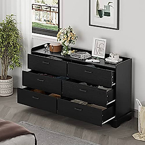 Hasuit 6 Drawer Double Dresser, Modern Storage Tower Dressers & Chests of Drawers, Large Clothing Organizer for Bedroom