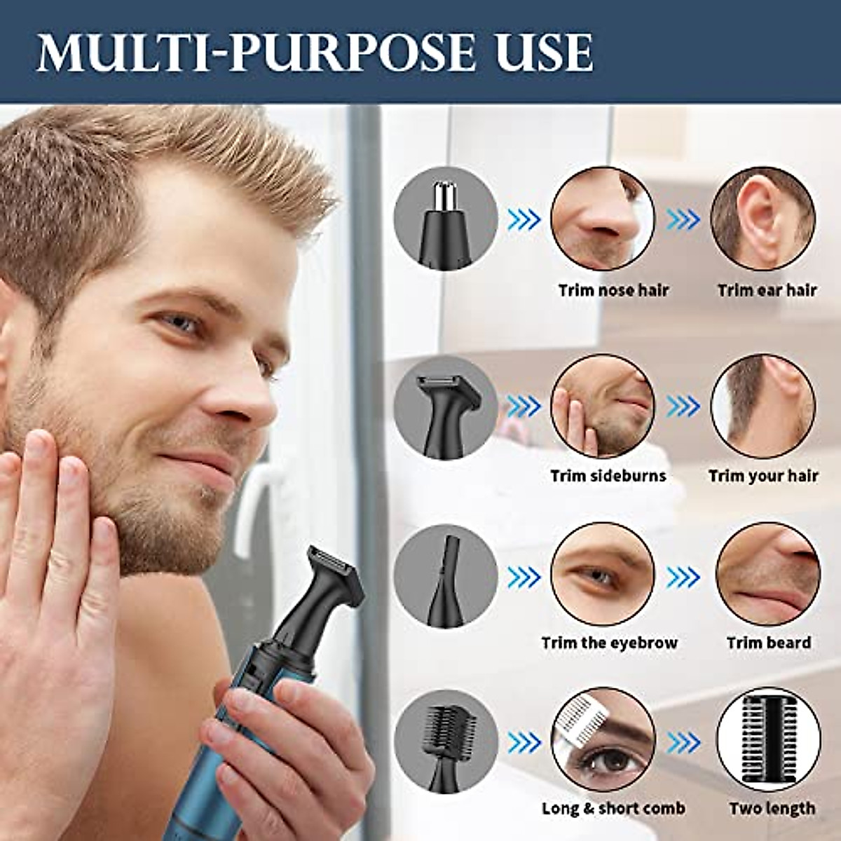 NUMIFUN Nose Hair Trimmer for Men 2023 Upgrade Rechargeable Ear and Nose Trimmer IPX7 Waterproof Dual Edge Professional Painless Eyebrow Facial Ear Hair Trimmer Clipper