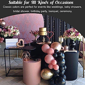 Spandex Cylinder Pedestal Stand Covers Set of 5 Stretchable Cylinder Plinth Covers Dessert Table Display Pillars Cover for Wedding Props Babyshower Birthday Party Event Decor (Black)