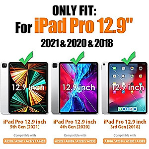 Herize Case Compatibility with iPad 12.9 6th/5th/4th Generation with Screen Protector Pen Holder Swivel Stand Shoulder Strap | Full Body High Impact Resistant Kidsproof Drop Protection