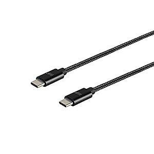Monoprice USB 2.0 Type-C to Type-C Charge and Sync Nylon-Braid Cable - 10 Feet - Black | Fast Charging, Aluminum Connectors, Stay Synced - Palette Series