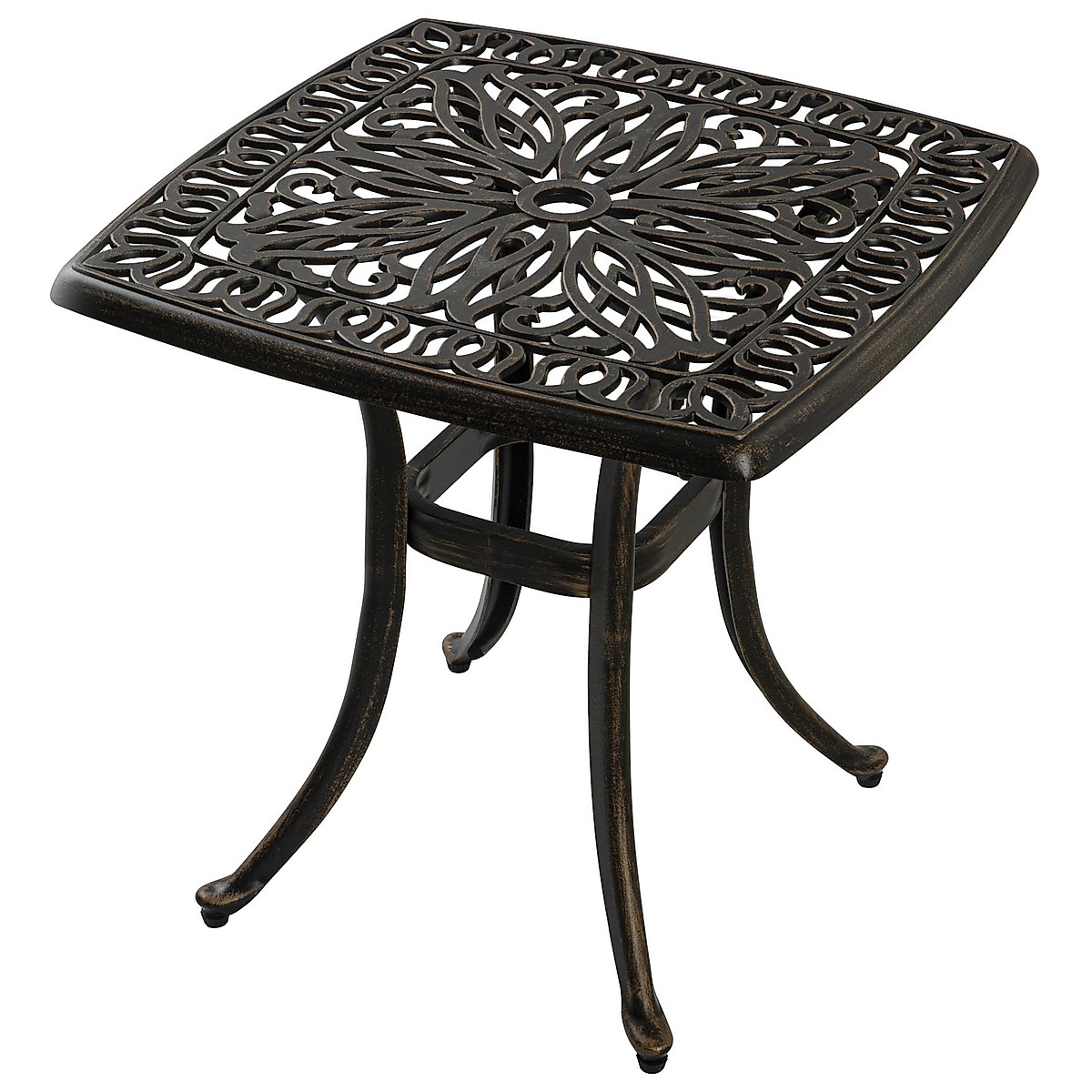 ZOTORUN Outdoor Cast Aluminum Side Table End Table for Patio, Backyard, Pool, Indoor Companion, Easy Maintenance and Weather Resistant, Bronze