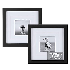 UMICAL 5x7 Picture Frame bundle with 8x8 Picture Frames Set of 2 Display 6x6 or 4x4 Pictures with Mat