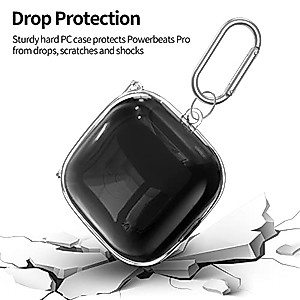 Powerbeats Pro Case Cover, Filoto Hard Case for Powerbeats Pro Wireless Earbuds Full Body Shockproof Protective Charging Case Skin with Keychain Accessories for Men Women (Clear)