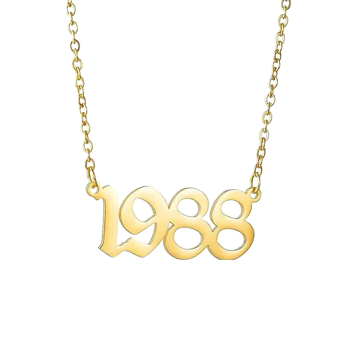 Yafeeso Birth Year Necklace Solid Gold 10k 14k 18k Birth Year Number Pendant Necklace Personalized Real Gold Year Necklace Personalized Jewelry Gift for Women