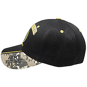 Retired Army Black w/ Seal Embroidered Baseball Cap Hat USA US Military