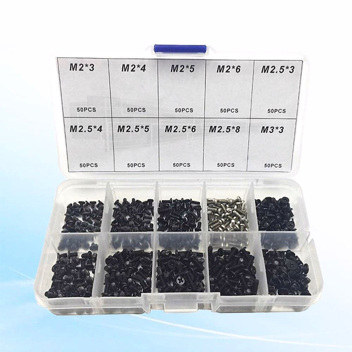 500PCS for Laptop Screws Set Replacement Mini Cross Carbon Steel Screws Set Repairing Accessory (Black) - (Size: 13X6.5X2.3CM/ Black) SCRW-128453