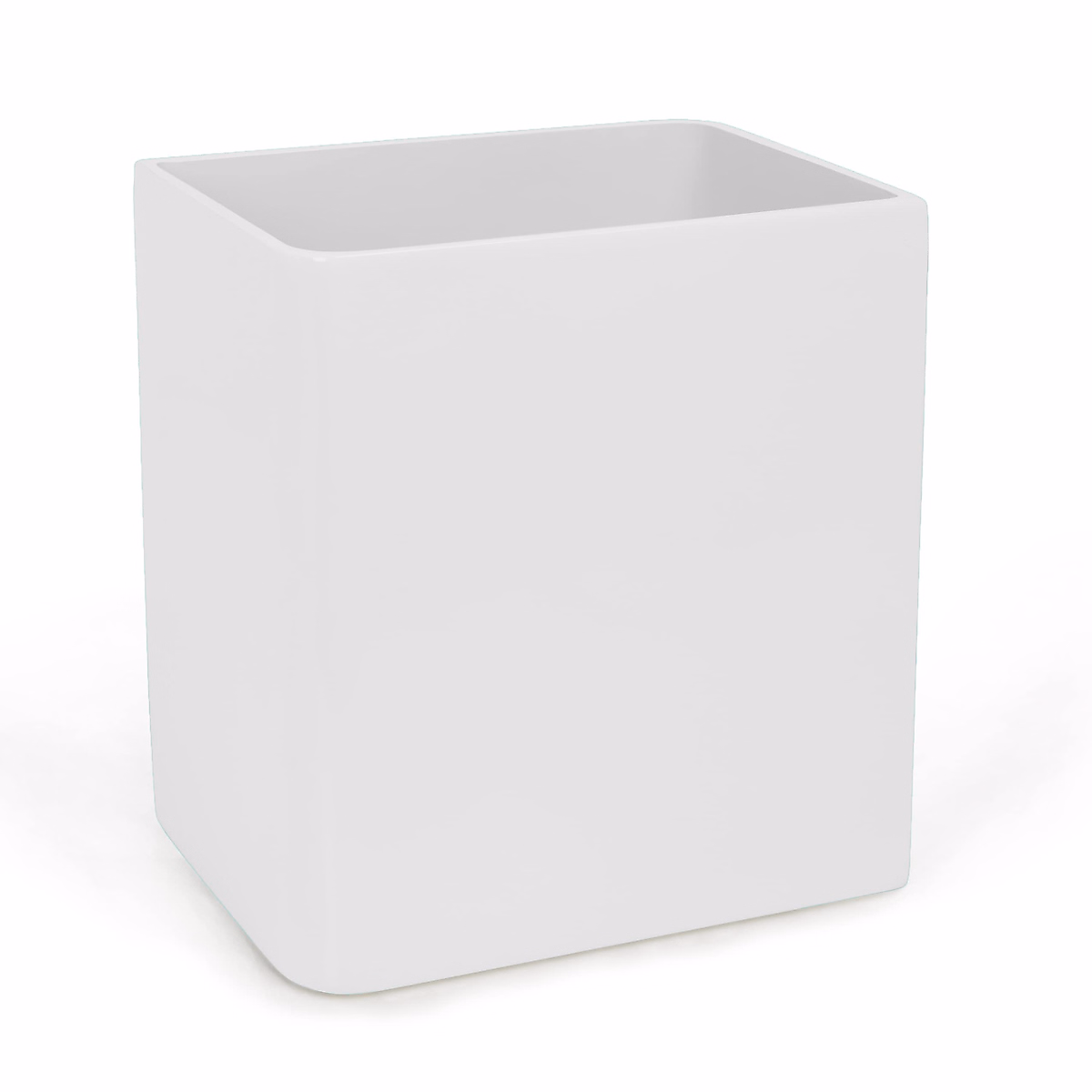 Kassatex Lacca White Open-Top Plastic Trash Basket