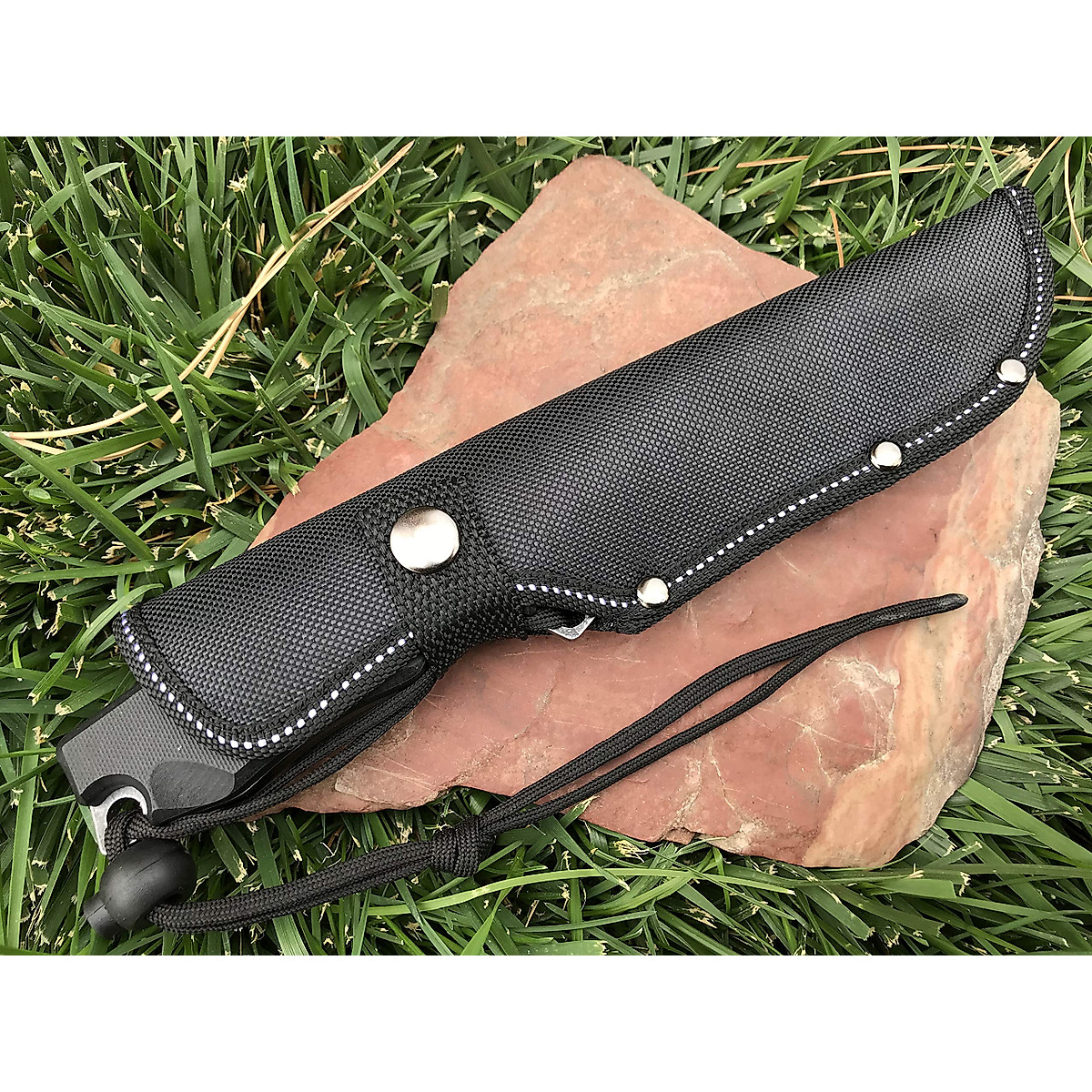 TACTICAL GEARZ TG Targ ST, 9.5" Straight Hunting Knife w/Sheath! Solid 440c Stainless Steel Acid Etched Scimitar Blade! Full Tang w/Black G10 Slab Handle!