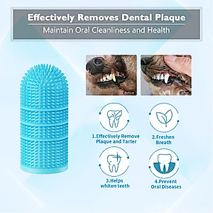 Petiepaw Dog Toothbrush,Dog Finger Toothbrush for Dog Teeth Cleaning,Dog/Puppy Tooth Brushing Kit,Cat Toothbrush with Full Surround Bristles,Finger Toothbrush for Dogs/Cats