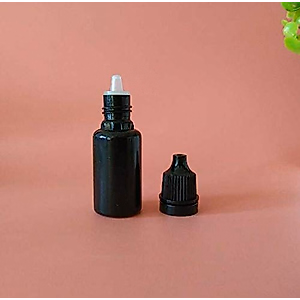 12 Pack 10ml/0.34oz Plastic Dropper Bottle Black Empty Refillable Squeezable Eye Dropper Bottles with Screw Caps and Removable Plugs for Cosmetic Essential Oil