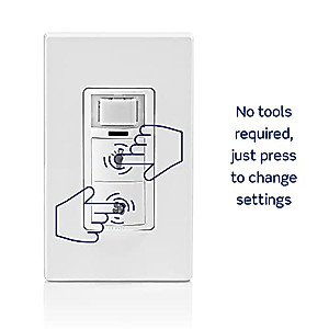 Leviton DHD05-1LW Dual Combination Humidity Sensor with Separate Light Switch, automate bathroom exhaust fan, air circulation, moisture control, ¼ HP, Single Pole/Single Pole, White