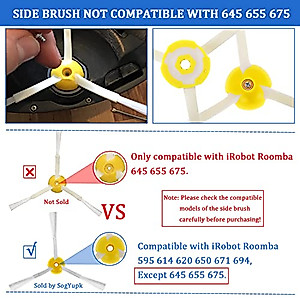 SogYupk 12-Pack Replacement Accessory Set,Compatible for iRobot Roomba 595 620 650 671 694.Replacement Parts Kit Includes 1 Bristle and Flexible Beater Brush -3 Filter -3 Side Brush -2 Cleaning Tools.