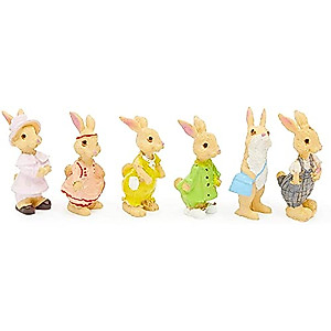 Juvale Mini Bunny Statues for Easter, Garden Decorations (2.2 Inches, 6 Pack)