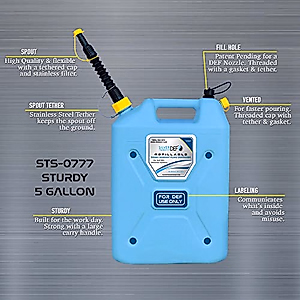 Diesel Exhaust Fluid Refillable DEF Jug 5 Gallon - Silver Transfer - STS-0777