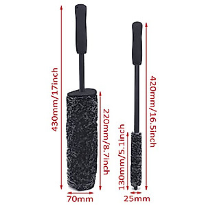 HTTMT- Car Care Tools & Equipment Black Brush Car Wheel Wash Tire Soft Bristle Tyre Rim Detail Cleaning Tool Set