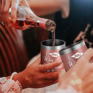 LiqCool Graduation Gifts for Her 2023, Masters Degree Graduation Gifts, I Win A Lot But I Mastered It Wine Tumbler with Lid, Insulated Wine Tumbler Graduation Gifts 2023 Christmas(12 Oz, Rose Gold)