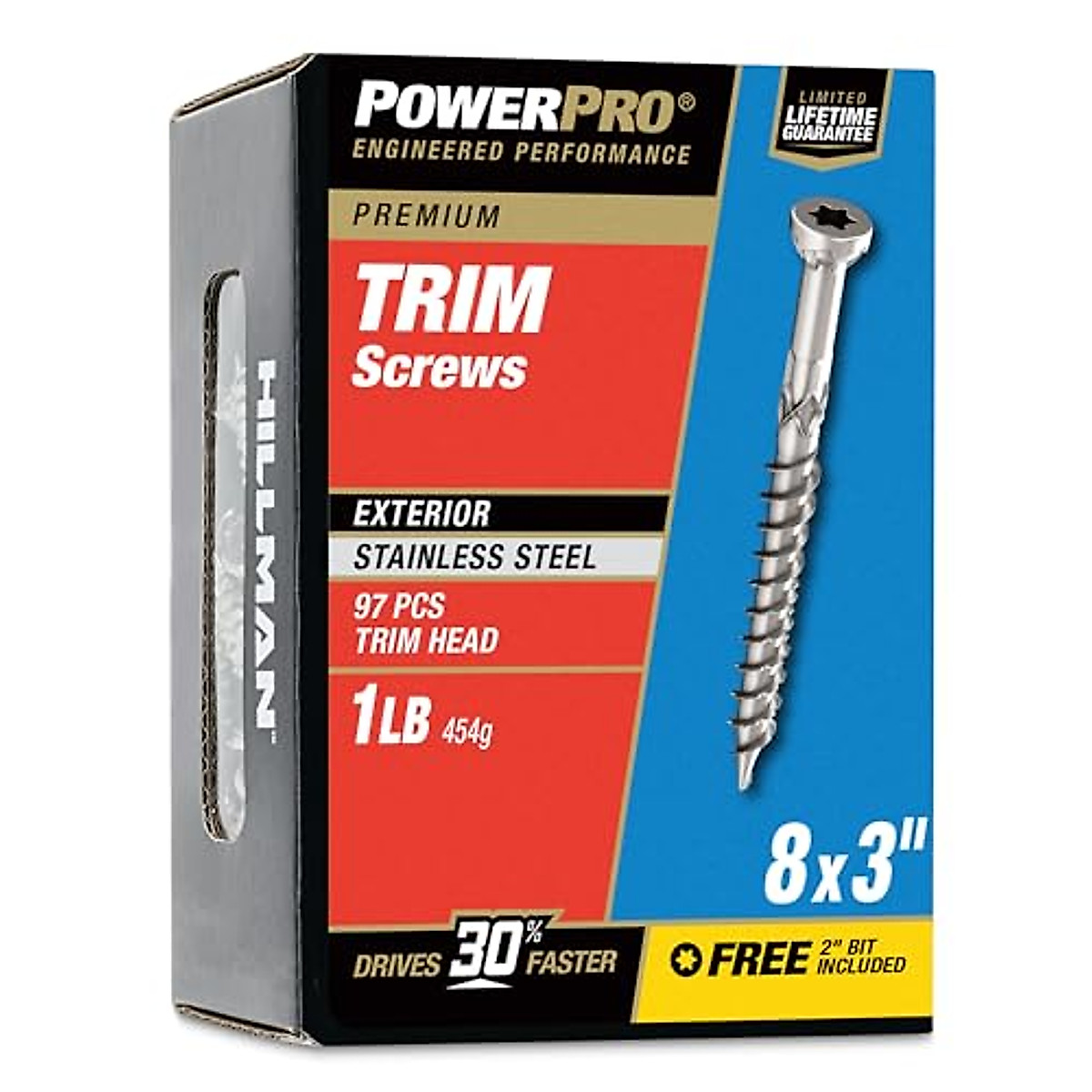 Power Pro Premium 305 Stainless Steel Trim Screws (#8 x 3") - 1lb Box
