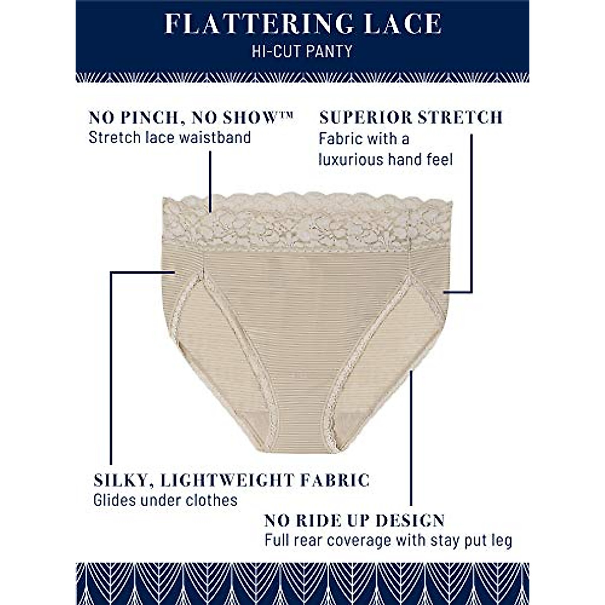 Vanity Fair Women's Flattering Lace Panties: Lightweight & Silky with Superior Stretch, White, 7