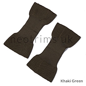 Rib Knit Cuff Pair for Replacement Repair Cuffing Old Jackets Bombers. No Side Seams, Seamless Tubular Ribbing Fabric. Also for para Jackets and Denison Smock, Neotrims (Khaki Green, 2 Pieces)