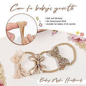 Subesty Baby Girls Nylon Elastic Headband Soft Flower Hair Band For Toddler Infant Newborn Set Of 10