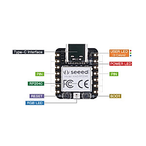 Seeed Studio XIAO RP2040 Microcontroller, with Dual-Core ARM Cortex M0+ Processor, Supports Arduino, MicroPython and CircuitPython with Rich Interfaces.