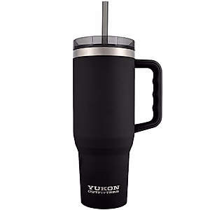 Yukon Outfitters Fit Forty 40oz Double Wall Vacuum Insulated Stainless Steel Tumbler with Reusable Straw & Ergonomic Handle | For Hot or Cold Beverage, Black