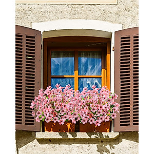 Omldggr 5 Pieces Artificial Violet Flowers Artificial Flowers Faux Violet Flowers Faux Plastic Plant Shrubs Greenery for Indoor Outside Garden Patio Porch Window Box Home Wedding Decoration(Pink)