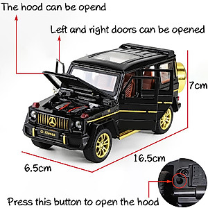 iLooboo Alloy Collectible Black Benz G63 AMG Toy Vehicle Pull Back Die-Cast Car Model with Lights and Sound
