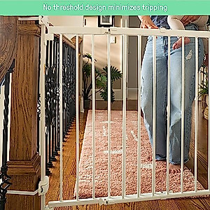 Summer Metal Banister & Stair Safety Pet and Baby Gate, 31"-46" Wide, 32.5" Tall, Install Banister to Banister or Wall, or Wall to Wall in Doorway or Stairway, Banister and Hardware Mounts - White