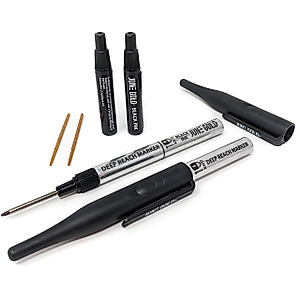 June Gold 2 Black Deep Reach Markers, 2 Ink Refill Bottles, 2 Tip Replacements, 30 mm Reach & 2 mm Felt Tip