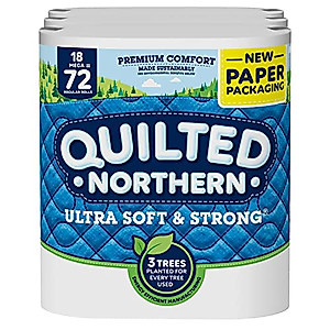 Quilted Northern Ultra Soft & Strong Toilet Paper, 18 Mega Rolls = 72 Regular Rolls, 2-ply Bath Tissue, 6 count (Pack of 3)