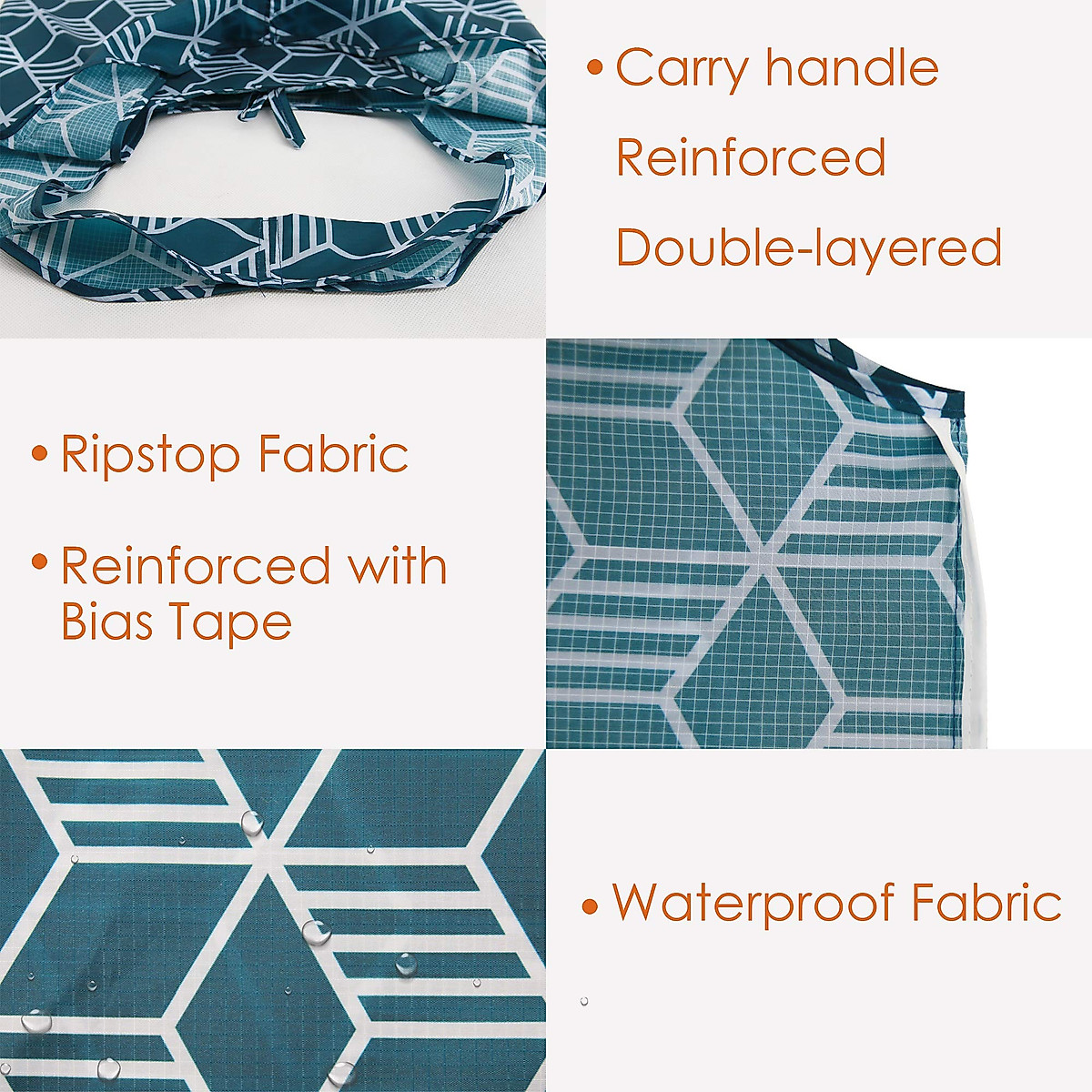 BeeGreen Geometry Reusable-Grocery-Bags Bulk 2 Pack. Tearing-Prevent Material Reusable-Shopping-Bags Extra Large for 50LBS Heavy-duty Sturdy. Foldable Machine-Washable-Nylon Gift for Women