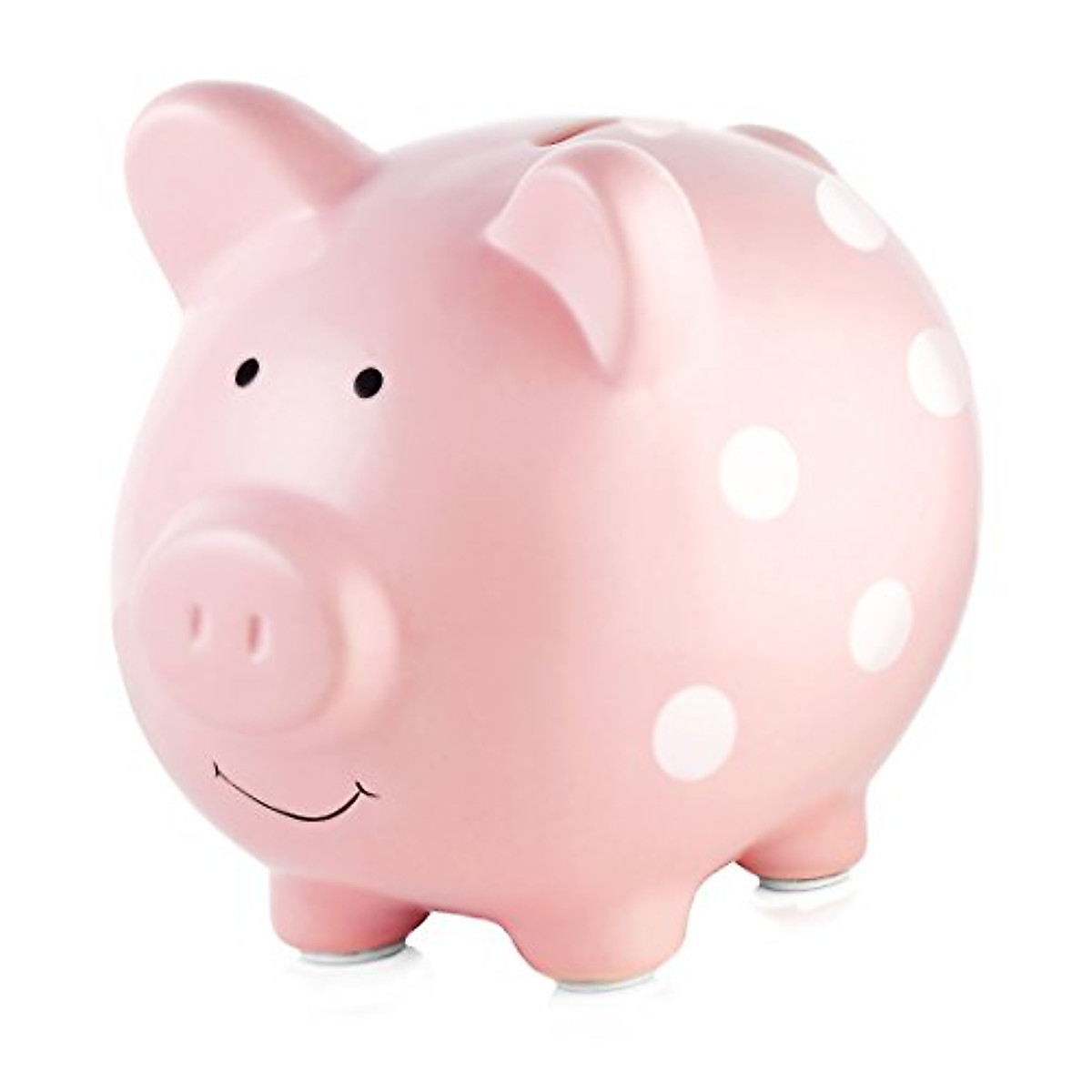 Pearhead Ceramic Piggy Bank, Baby Girl Nursery Décor, Money Bank For Kids, Baby Keepsake, Gift For New And Expecting Parents, Pink Polka Dots
