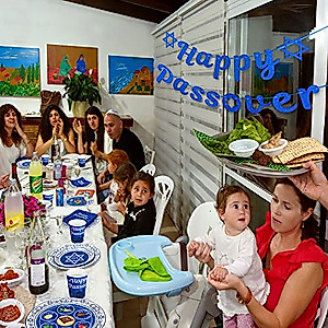 Passover Decorations, 135 PCS Passover Seder Plates Plus HAPPY PASSOVER Banner, Disposable Seder Plates for Passover Food, Renaissance Design Paper Passover Seder Dinnerware Set Serve for 30 Guests