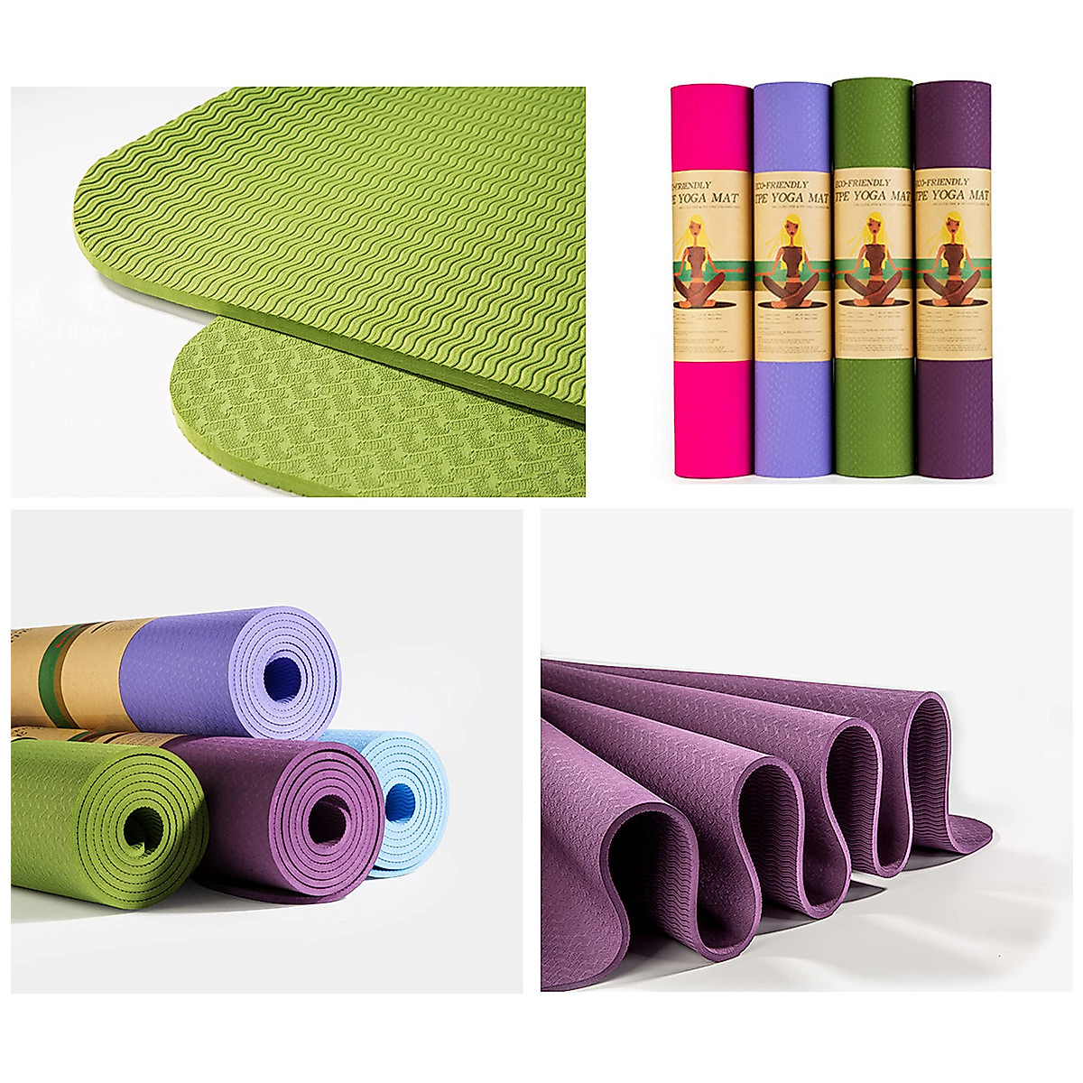 HZS Yoga mat workout fitness mat ,Extra thick high density anti-tear, Eco friendly non toxic non slip ,Classic 1/4 inch exercise mat for Yoga practice and Pilates training (green)