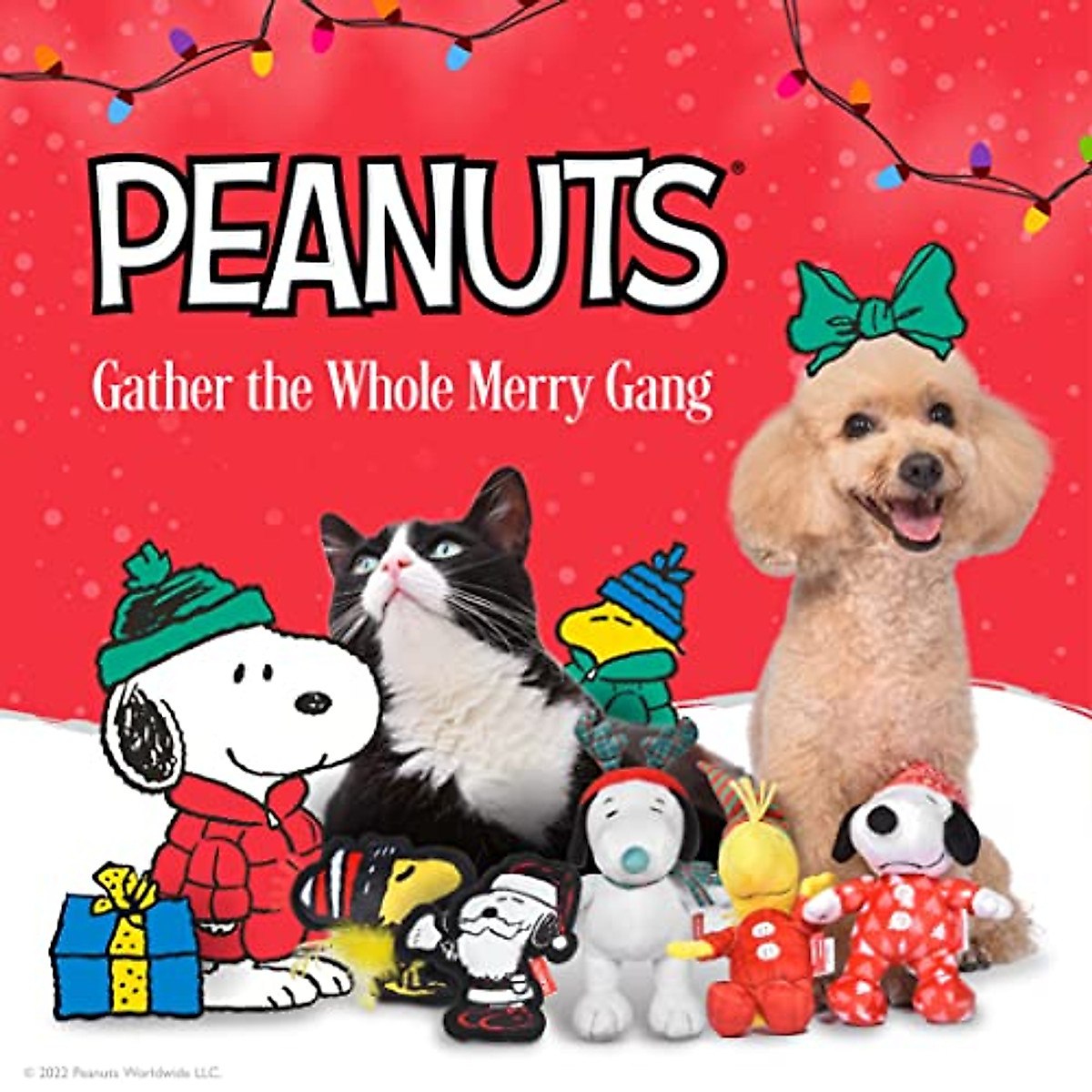 Peanuts for Pets Comics 9" Holiday Snoopy Reindeer Squeaky Dog Toy | Medium Snoopy Christmas Snoopy Dog Toy | Snoopy Stuffed Animal Officially Licensed Pet Product from Comics (FF23517)