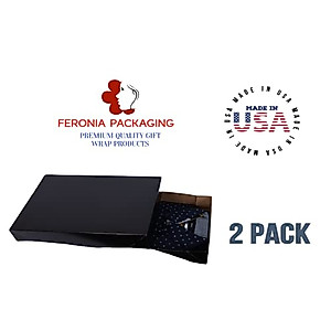 Feronia Packaging Apparel Boxes 2 Pack Men Shirt Box Women Dress Boxes Premium Gift Wrap and Art Supplies for Birthdays, Holidays, or Presents (Black)